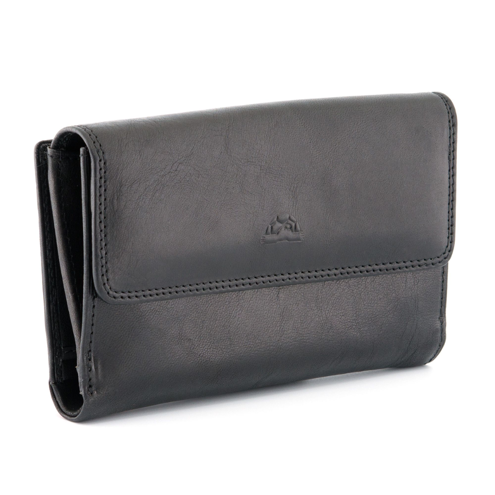 Tony Perotti Italian Leather Black Flap Over Purse With Tab – Sinclairs ...